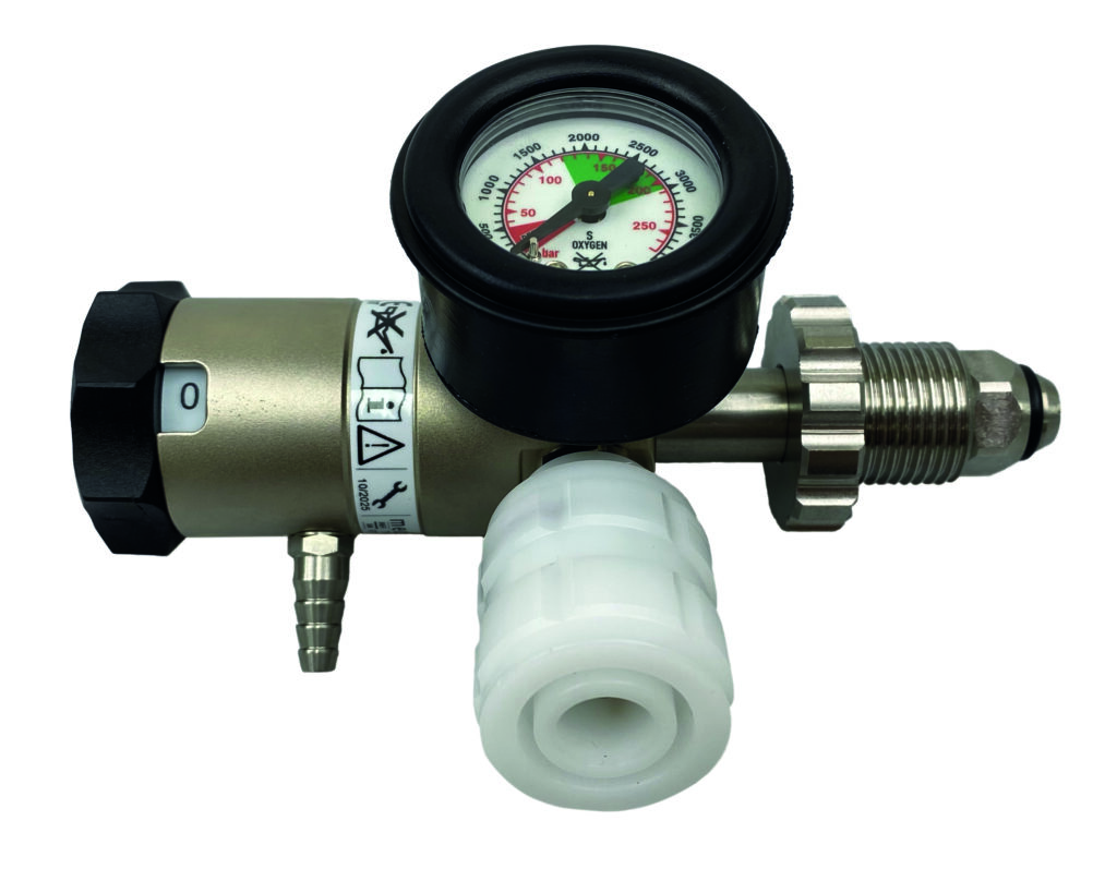 Oxygen Regulator, Bullnose Inlet, 1 x BS Schrader - Meditech