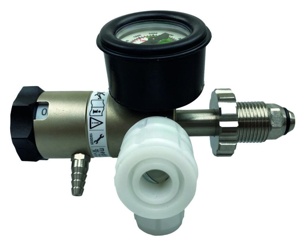 Oxygen Regulator, Pin Index, 2 x BS Schrader - Meditech