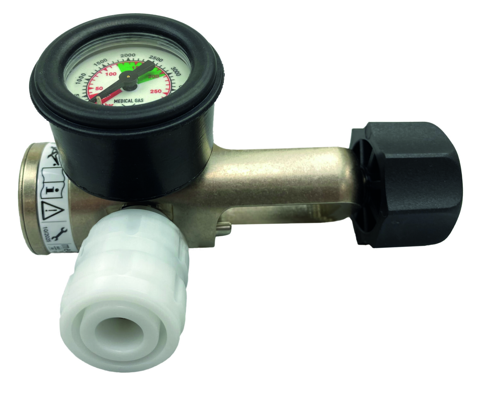 Oxygen Regulator, Pin Index, 1 x BS Schrader - Meditech