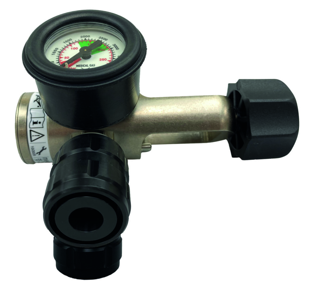 Oxygen Regulator, Pin Index, 2 x BS Schrader - Meditech