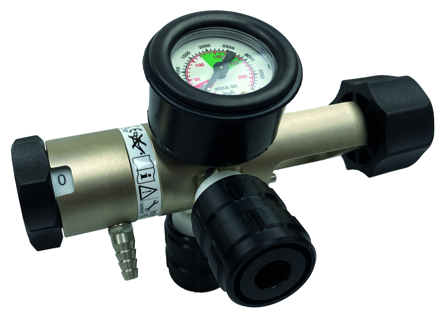 Oxygen Regulator, Pin Index, 2 x BS Schrader Therapy - Meditech