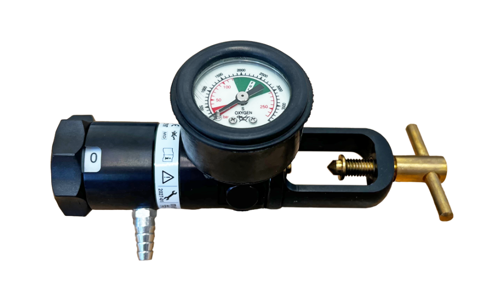 Oxygen Regulator, Pin Index, 2 x BS Schrader Therapy - Meditech